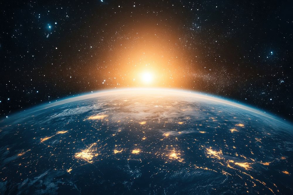 sun rising Earth space earth | Free Photo - rawpixel