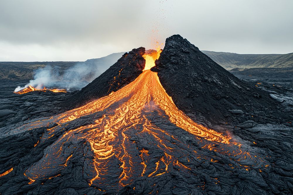 Volcano lava erupting landscape eruption | Free Photo - rawpixel