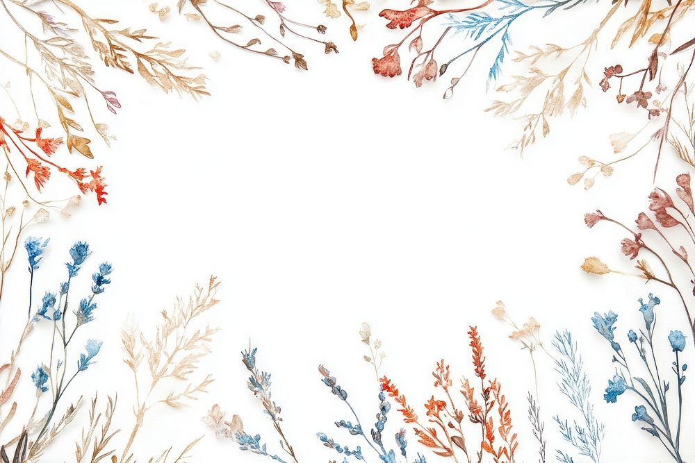 Wild flowers square line frame | Free Photo Illustration - rawpixel