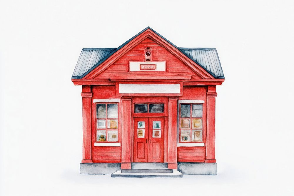 Red post office illustration watercolor | Free Photo Illustration ...