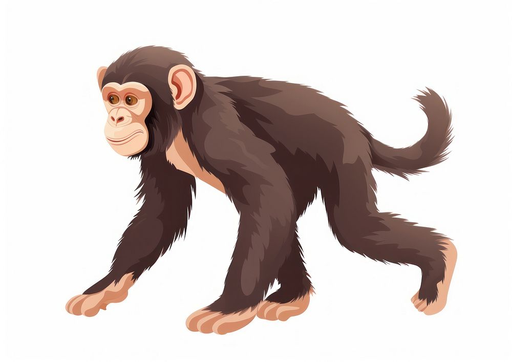 Chimpanzee walking illustration chimpanzee wildlife. | Free Photo ...