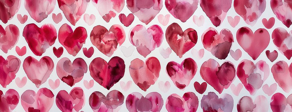 Pattern hand-painted hearts valentine's watercolor | Free Photo ...