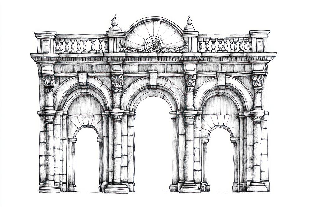 Renaissance architecture drawing arches sketch | Free Photo ...