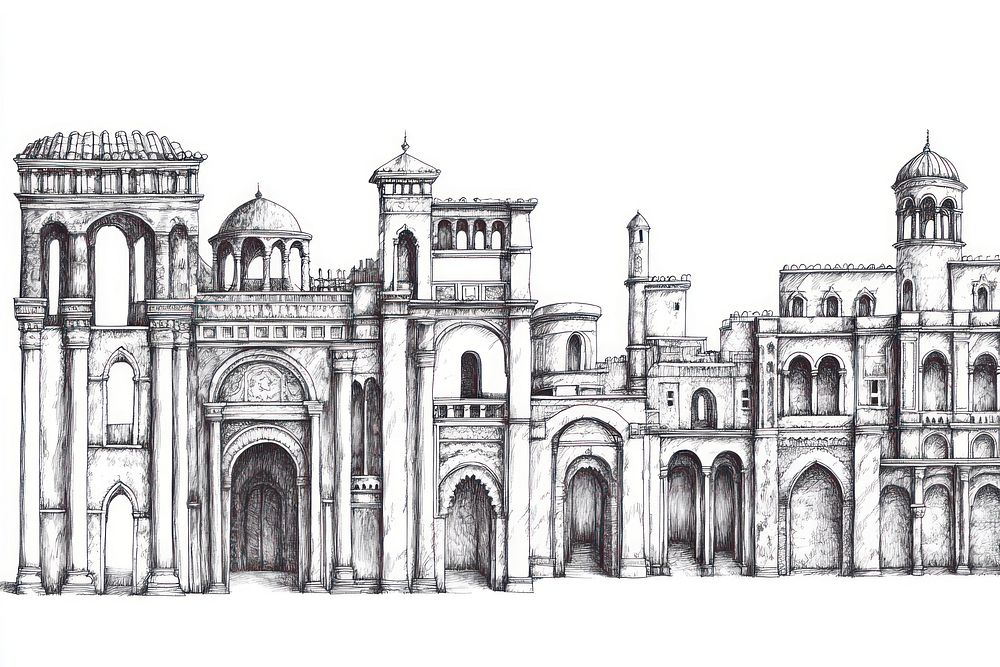 Renaissance architecture drawing sketch white | Free Photo Illustration ...