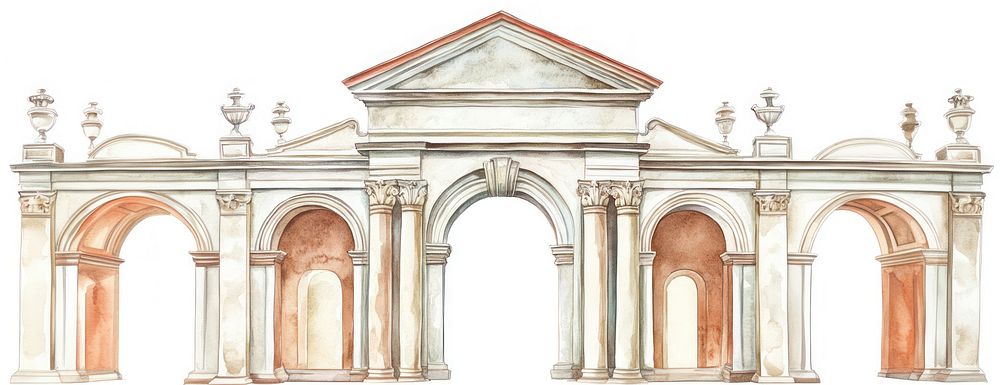 Renaissance architecture arches watercolor building | Free Photo ...