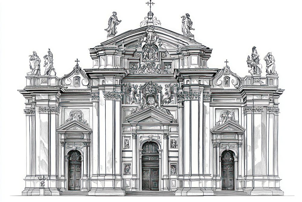 Church Italy drawing architectural architecture. | Free Photo ...