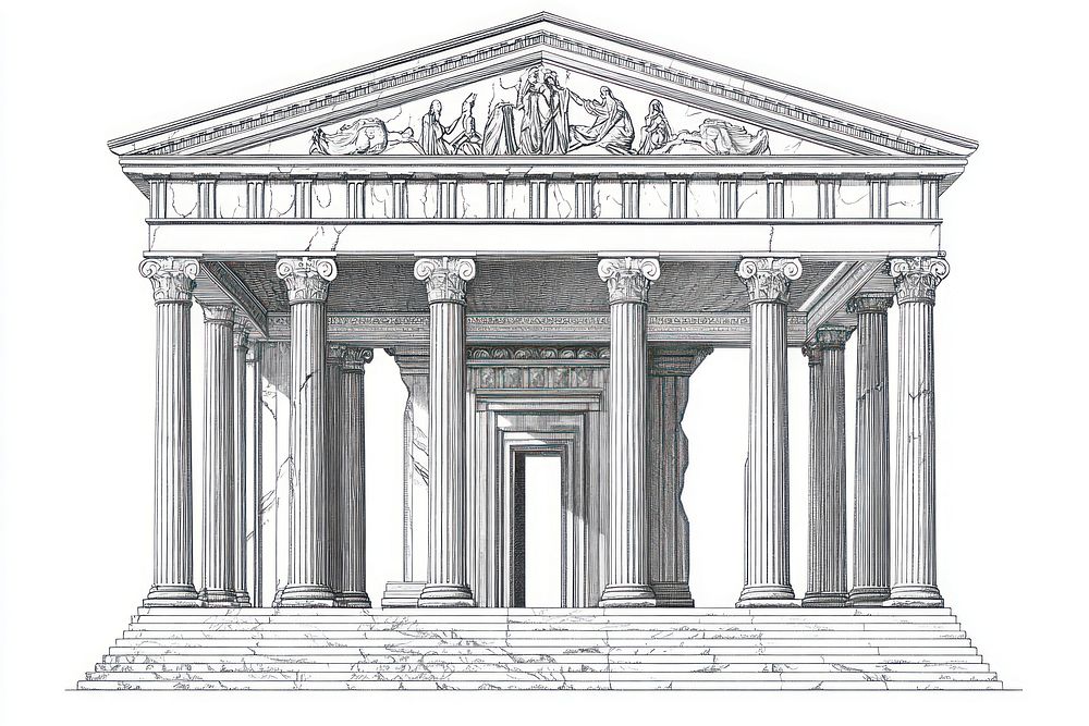 Greek architecture drawing architectural. | Free Photo Illustration ...