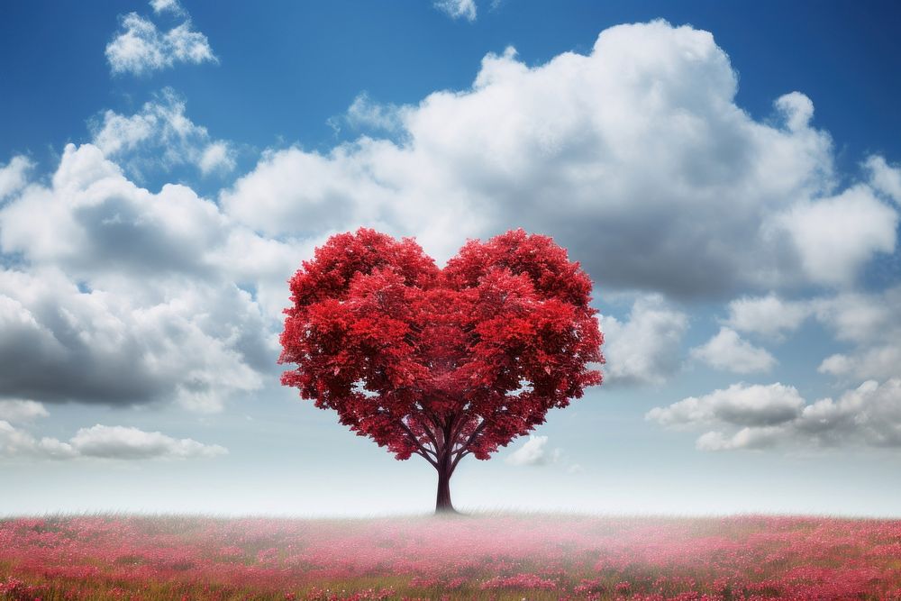 Heart landscape tree sky. | Free Photo - rawpixel