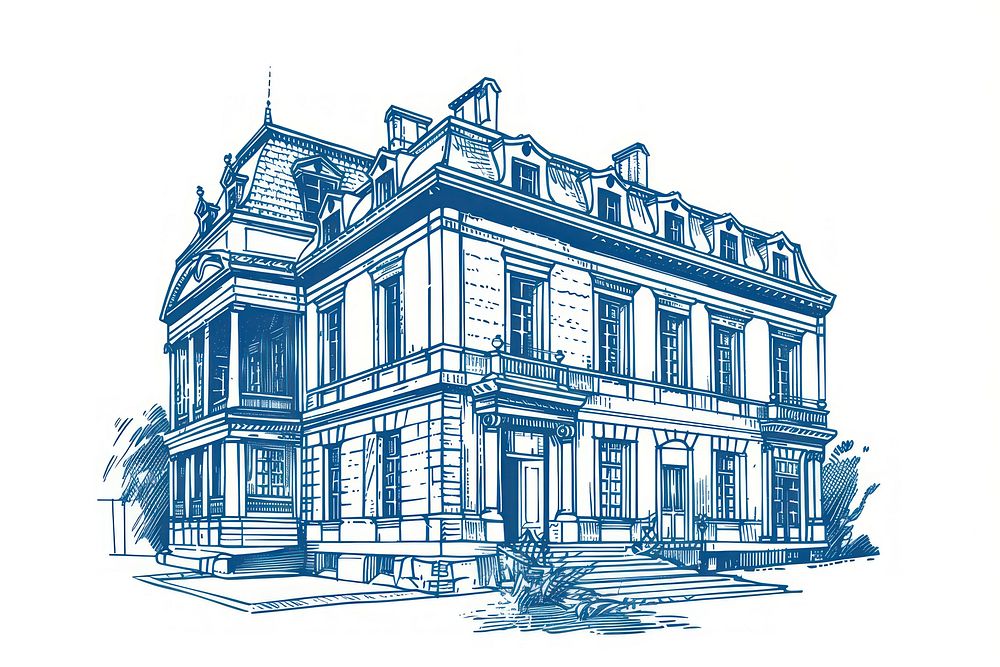Vintage building drawing architecture illustration | Free Photo ...