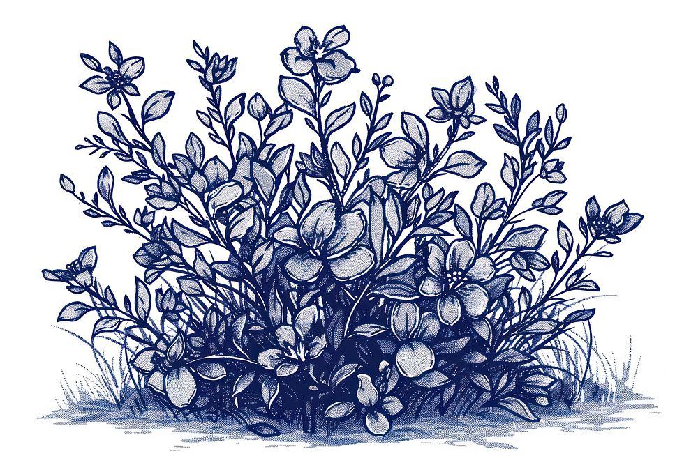 Hand drawn bush flower drawing | Free Photo Illustration - rawpixel