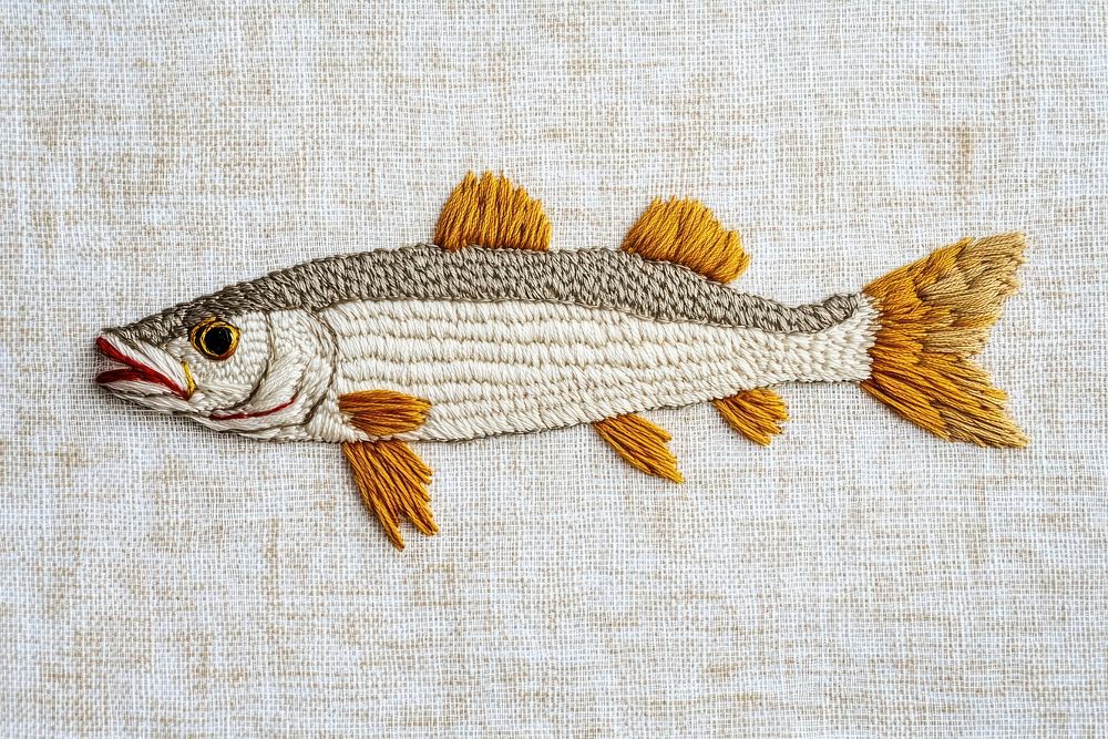 Cod fish embroidery style handmade | Free Photo - rawpixel