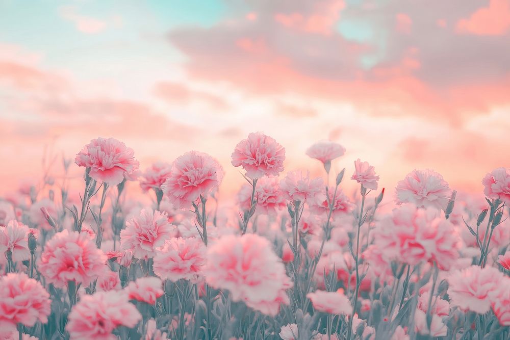 Carnation flower fields carnations sky | Free Photo - rawpixel