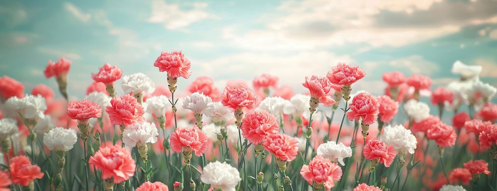 Carnation flower fields carnations sky | Free Photo - rawpixel