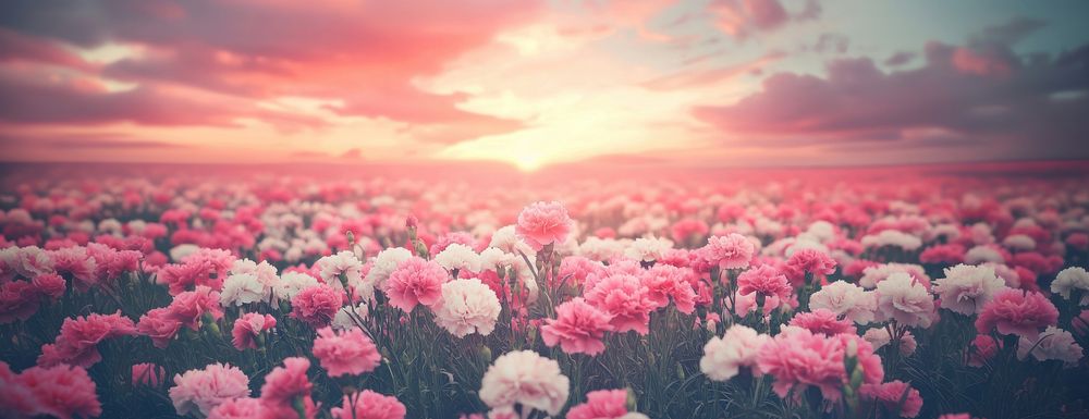 Carnation flower fields flowers sky | Free Photo - rawpixel