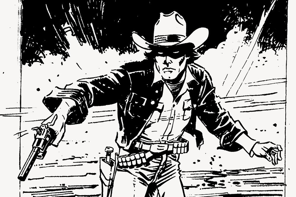 Cowboy comics illustration vintage vector | Free Vector - rawpixel