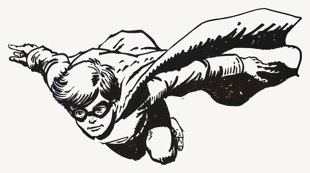 Kid superhero flying illustration drawing | Free Vector - rawpixel