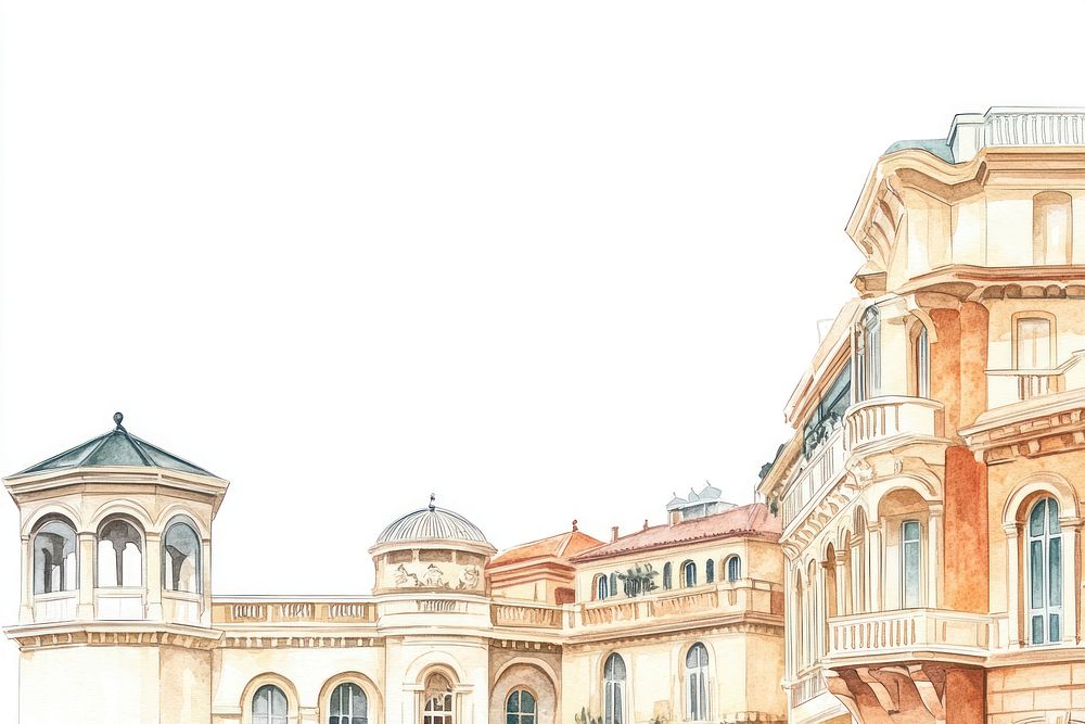 Monaco building architecture watercolor landmark. | Free Photo ...