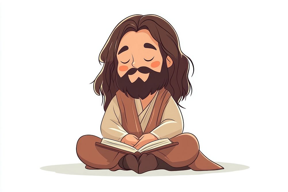 Christian Bible reading cartoon illustration. | Free Photo Illustration ...