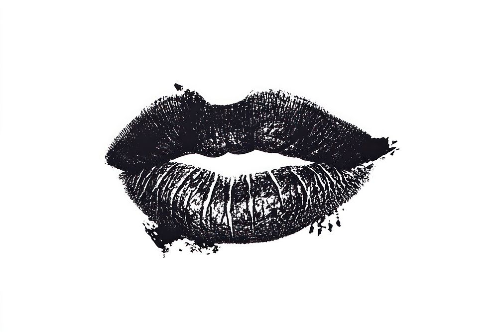 Kiss mark print black white. | Free Photo Illustration - rawpixel