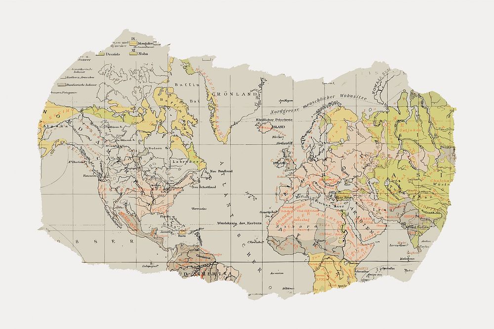 Ripped map paper sticker, journal | Free Vector - rawpixel