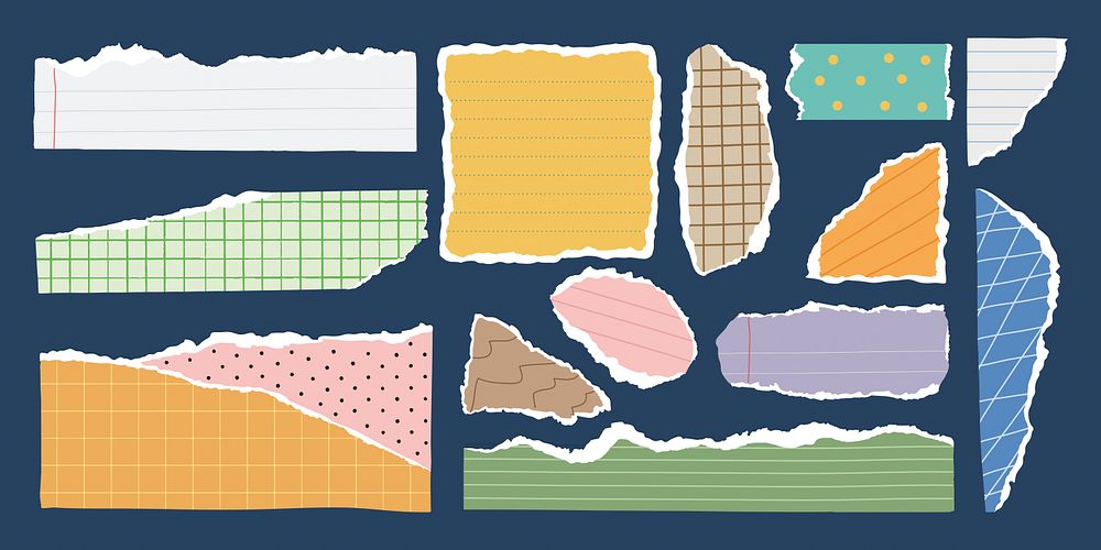 Colorful torn paper scraps various | Free Vector - rawpixel