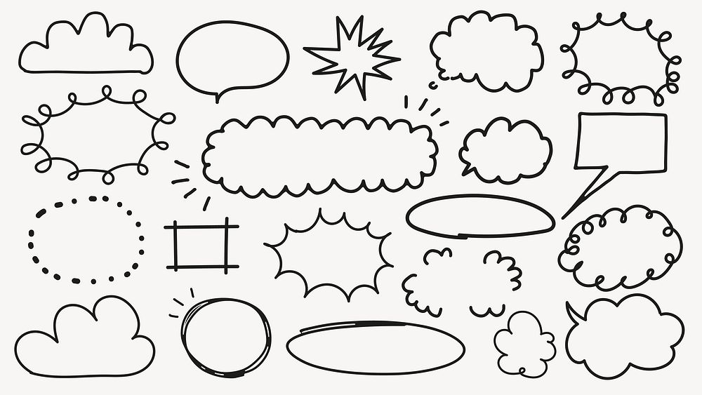 Collection hand-drawn speech bubbles and | Premium Vector - rawpixel