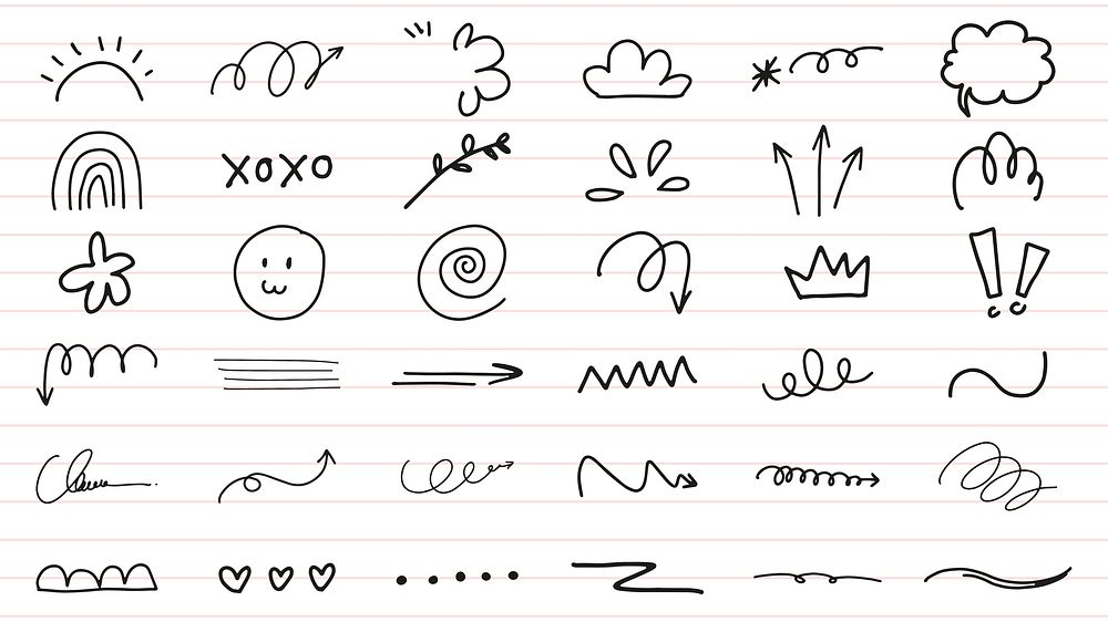 Collection hand-drawn doodles lined paper. | Premium Vector - rawpixel