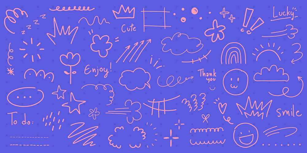 Playful doodles blue background. Doodles | Premium Vector - rawpixel