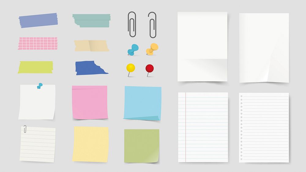 Collection colorful sticky notes, paper | Free Vector - rawpixel