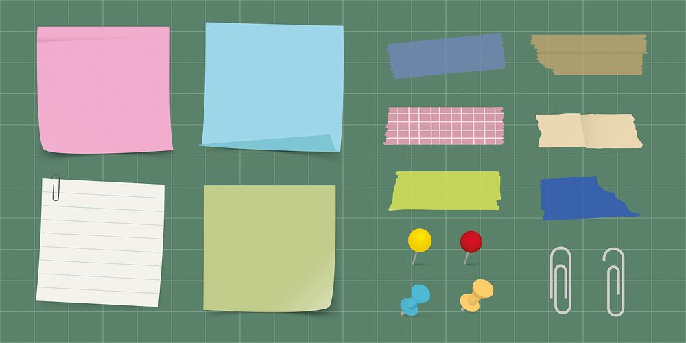 Colorful sticky notes and tape | Free Vector - rawpixel