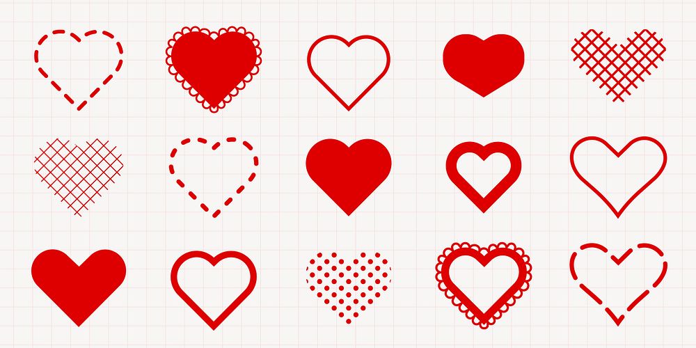 Various red heart designs different | Free Vector - rawpixel