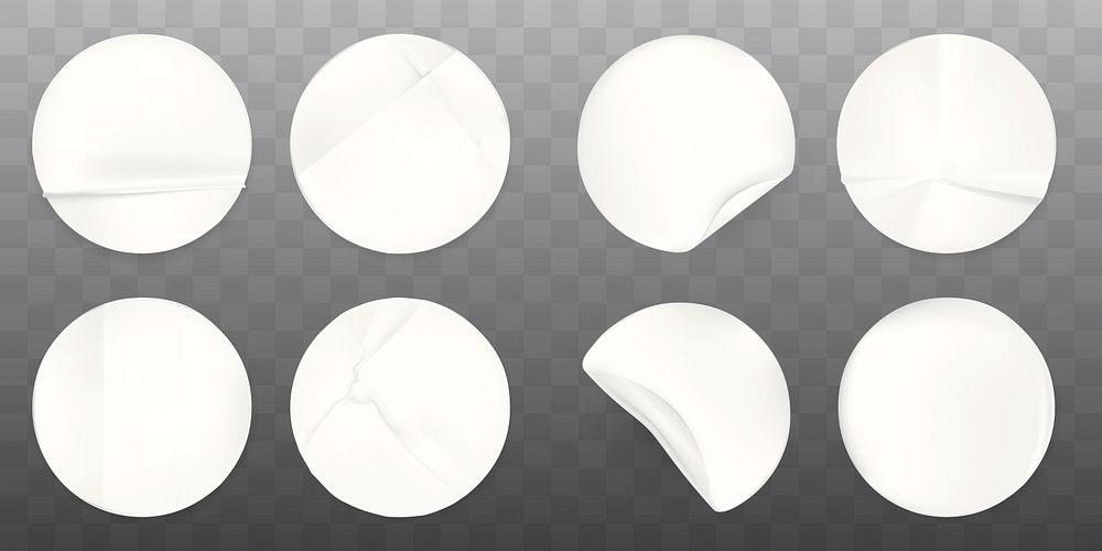 Set eight white round stickers | Free Vector - rawpixel