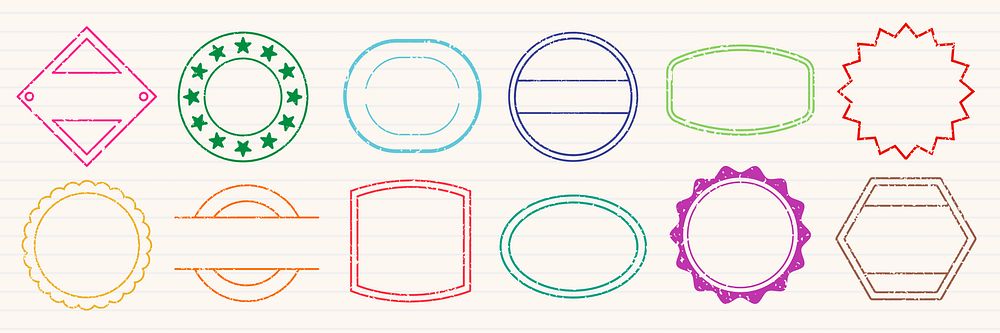 Colorful stamp shapes various designs. | Free Vector - rawpixel