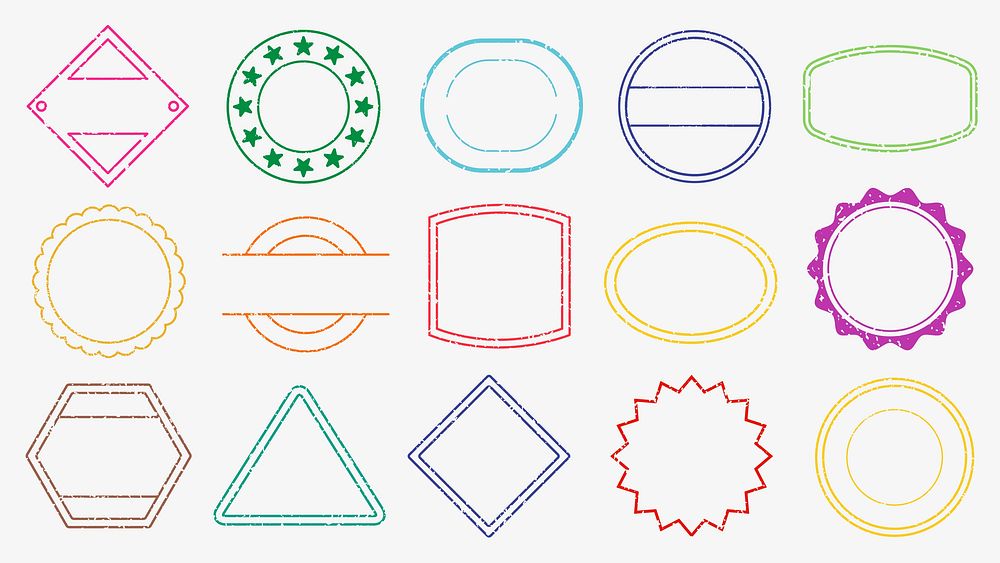 Colorful stamp designs various shapes: | Free Vector - rawpixel