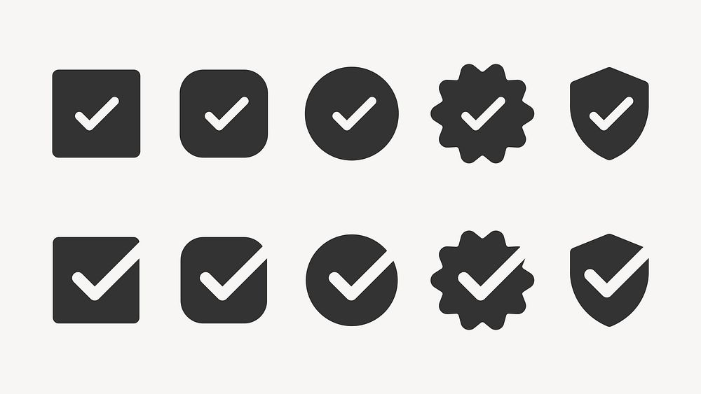 Set checkmark icons various shapes: | Free Vector - rawpixel