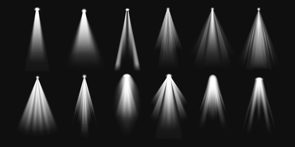 Set 12 spotlight beams dark | Free Vector - rawpixel