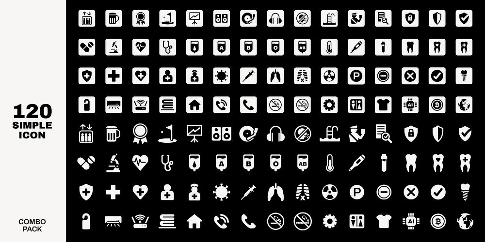 collection 120 simple icons black | Premium Vector - rawpixel