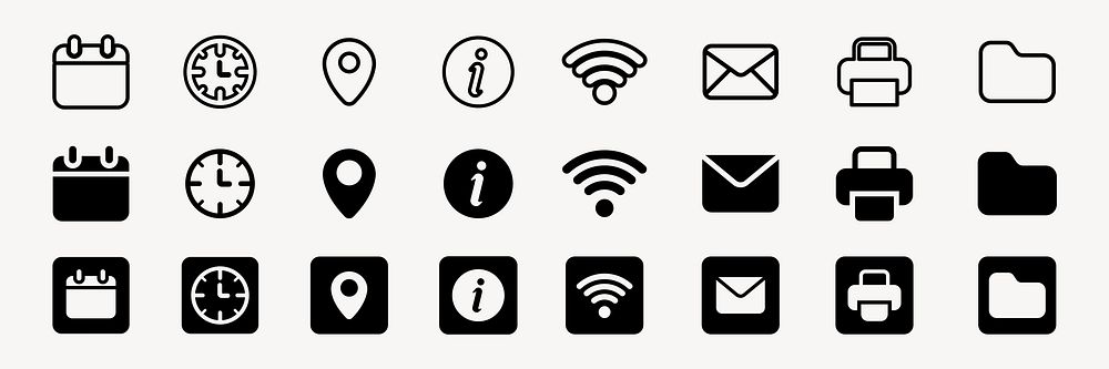 Set black and white icons | Premium Vector - rawpixel