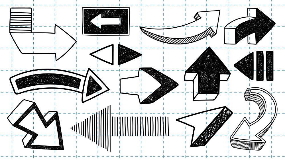 Various hand-drawn arrows different styles | Free Vector - rawpixel