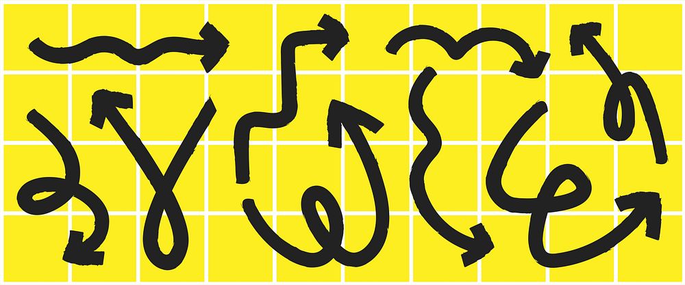 Black arrows yellow grid background. | Free Vector - rawpixel