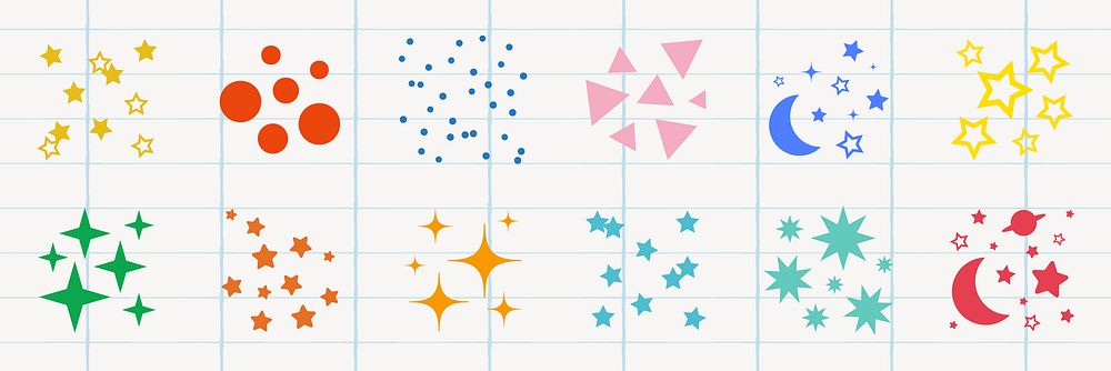 Colorful star shape patterns grid | Free Vector - rawpixel