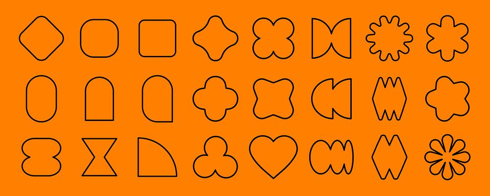 Set 24 unique abstract shapes | Free Vector - rawpixel