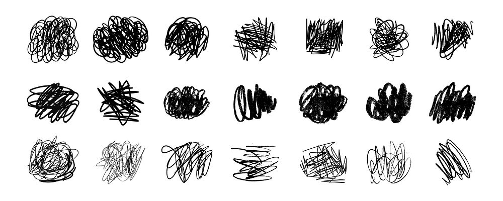 Collection 20 black scribbles white | Free Vector - rawpixel