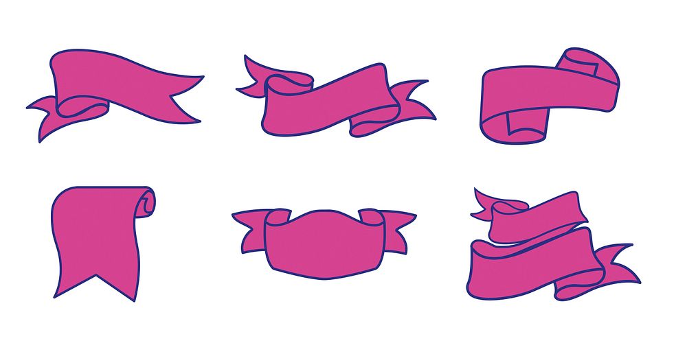 Set six pink ribbon banners, | Free Vector - rawpixel