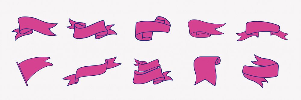 Set pink banners ribbons various | Free Vector - rawpixel
