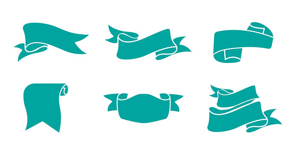 Set six teal ribbon banners. | Free Vector - rawpixel