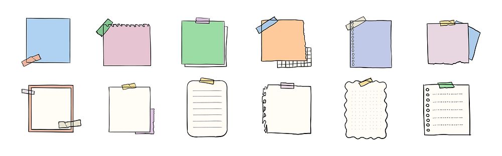 Colorful sticky notes, various shapes, | Free Vector - rawpixel