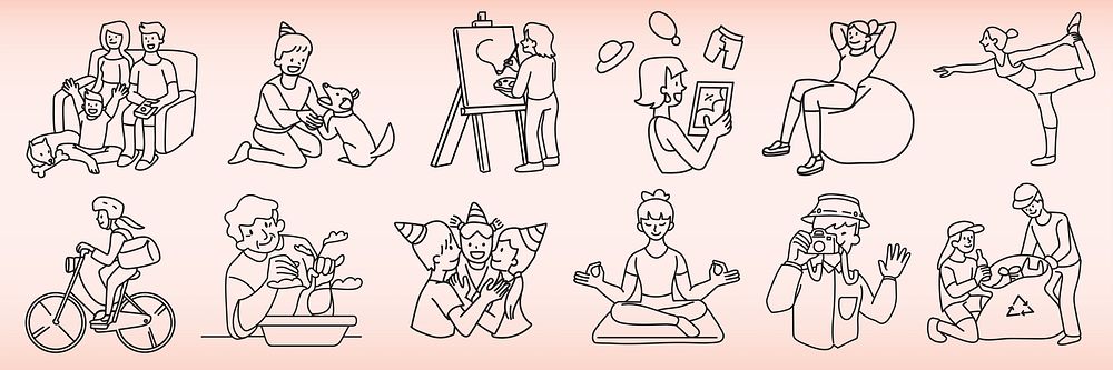 Diverse hobbies illustrated creatively. Party | Free Vector - rawpixel