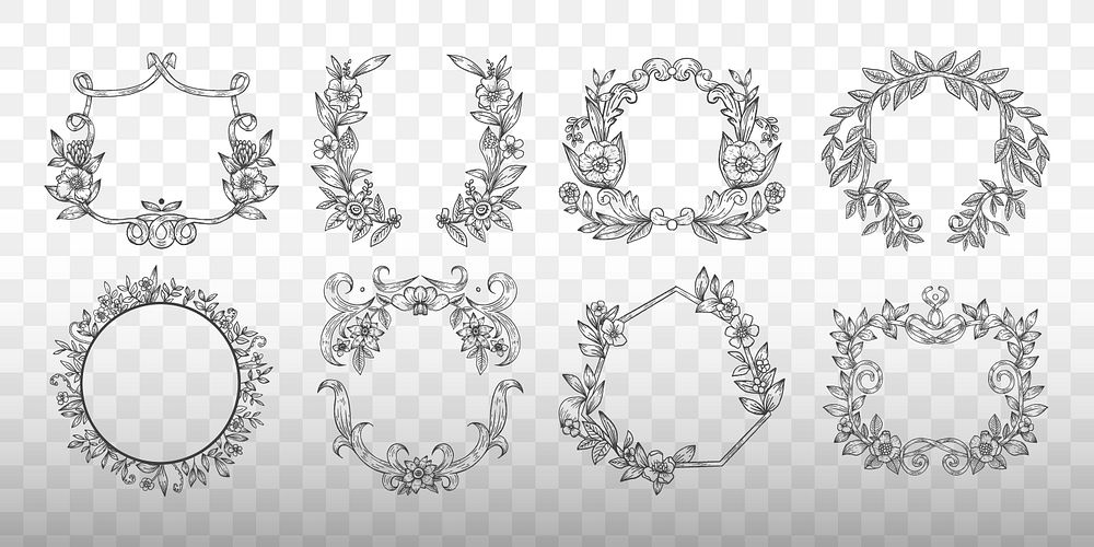 Set 8 decorative floral frames, | Free Vector - rawpixel