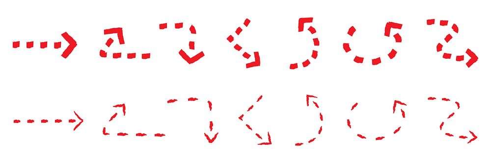 Red dashed arrows pointing various | Free Vector - rawpixel